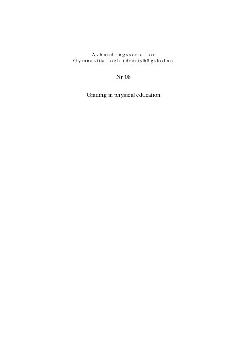 (PDF) Grading in physical education | Lena Svennberg - Academia.edu