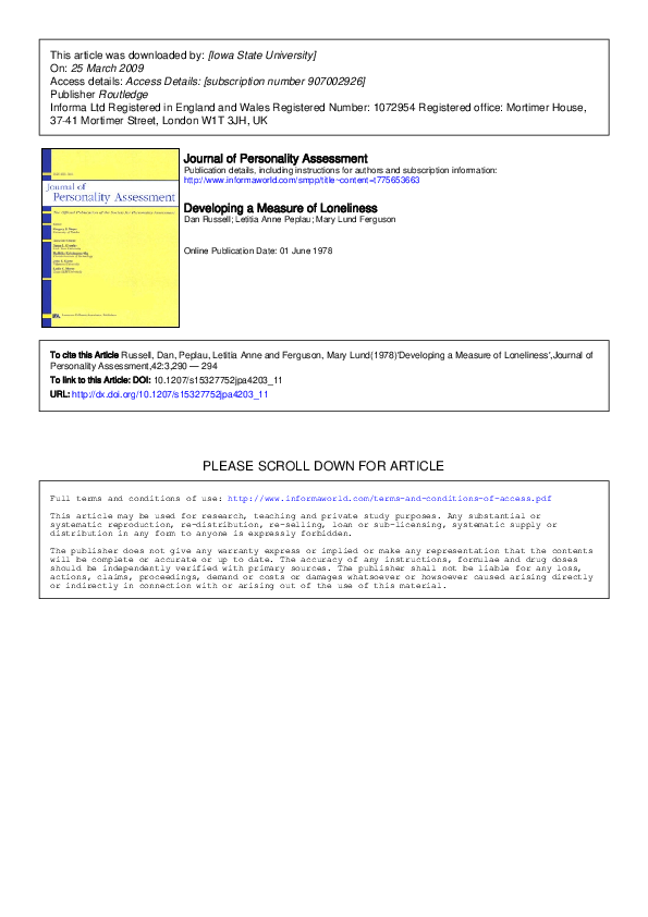 (PDF) UCLA Loneliness Scale