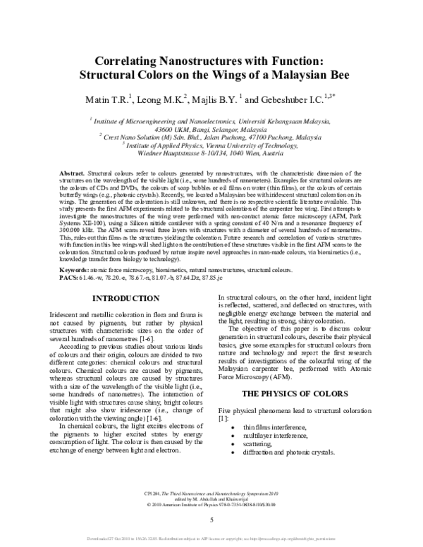 (PDF) Correlating Nanostructures with Function: Structural Colors on ...