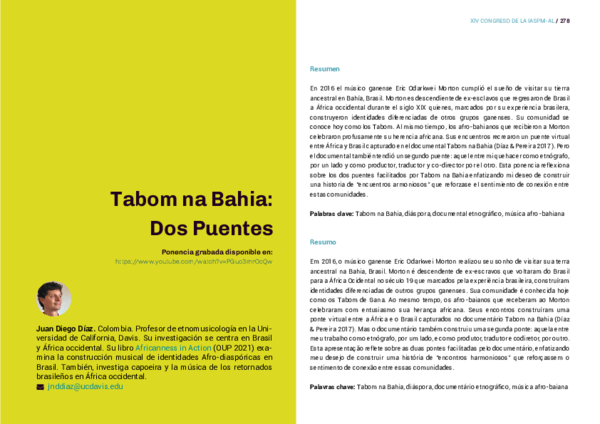 (PDF) Tabom na Bahia: Dos Puentes