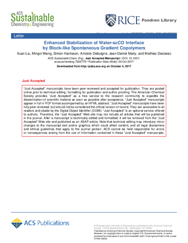 (PDF) Enhanced Stabilization of Water/scCO2 Interface by Block-Like ...