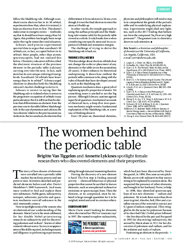 (PDF) Women Researchers Who Discovered Elements