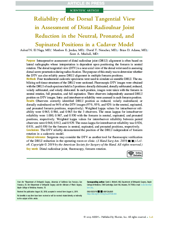 (PDF) Reliability of the Dorsal Tangential View in Assessment of Distal ...