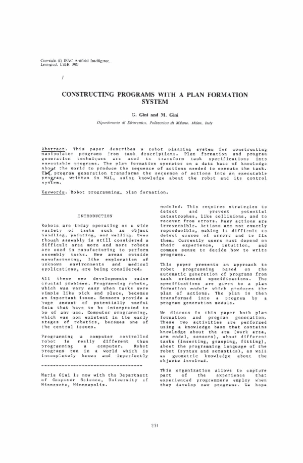 (PDF) Constructing Programs with a Plan Formation System | Giuseppina C Gini - Academia.edu