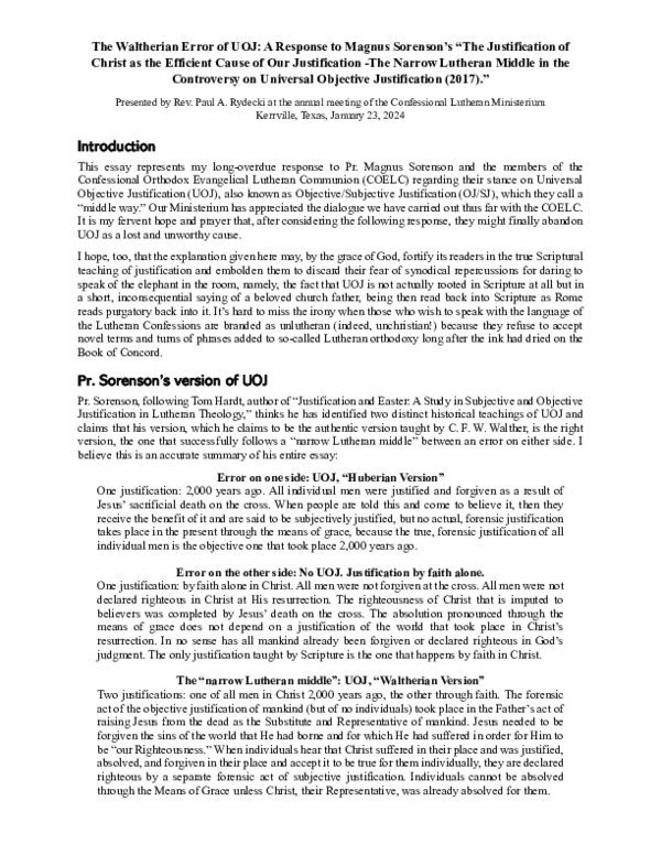 (PDF) The Waltherian Error of UOJ: A Response to Magnus Sorenson's "The ...