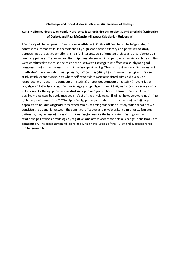 (DOC) Challenge and threat states in athletes: An overview of findings