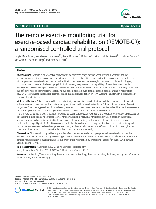 (PDF) The remote exercise monitoring trial for exercise-based cardiac ...
