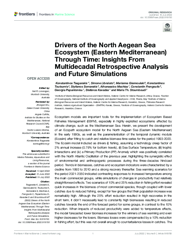 (PDF) Drivers of the North Aegean Sea Ecosystem (Eastern Mediterranean ...