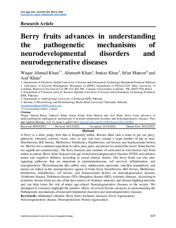 (PDF) Berries and Neurodegenerative Disease Mechanisms