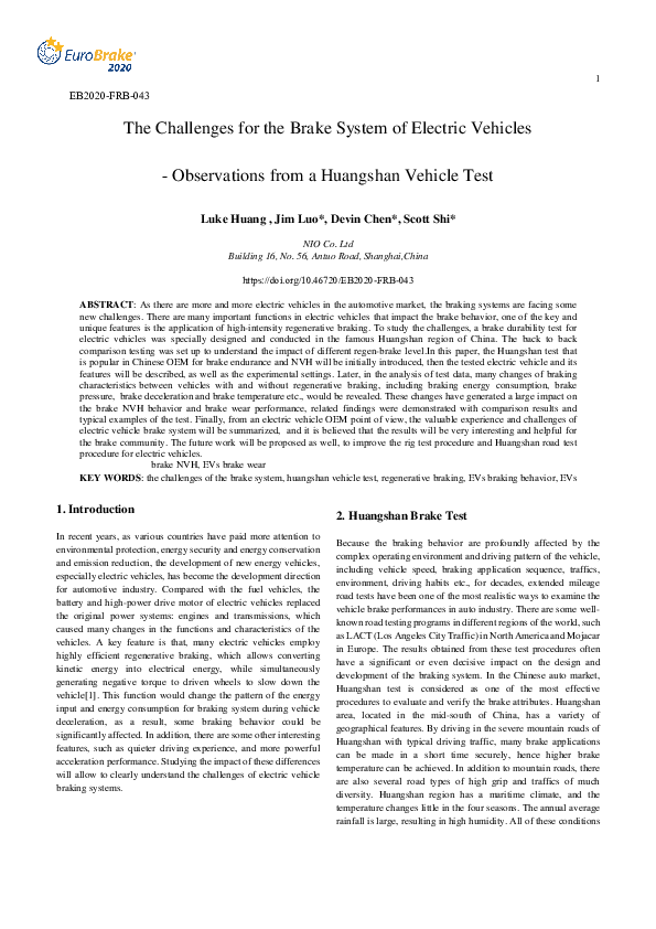 (PDF) The Challenges of Brake NVH for Electric Vehicle