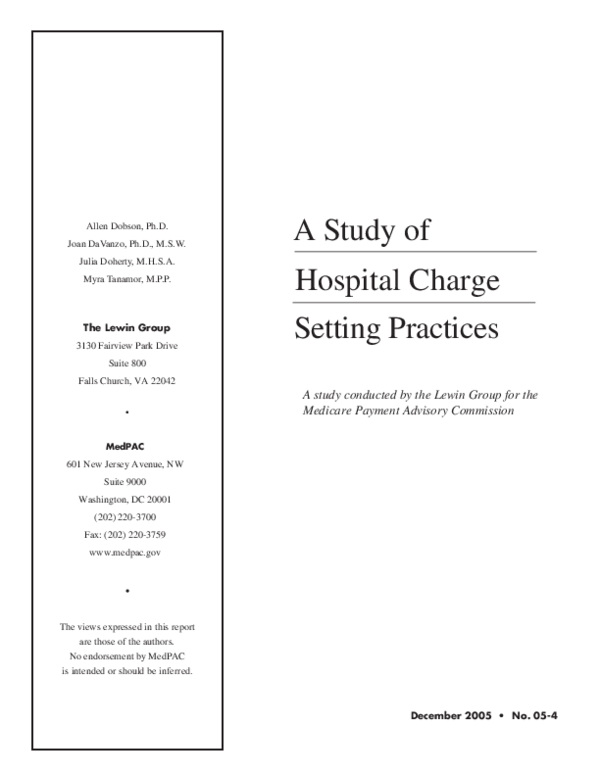 (PDF) A Study of Hospital Charge Setting Practices