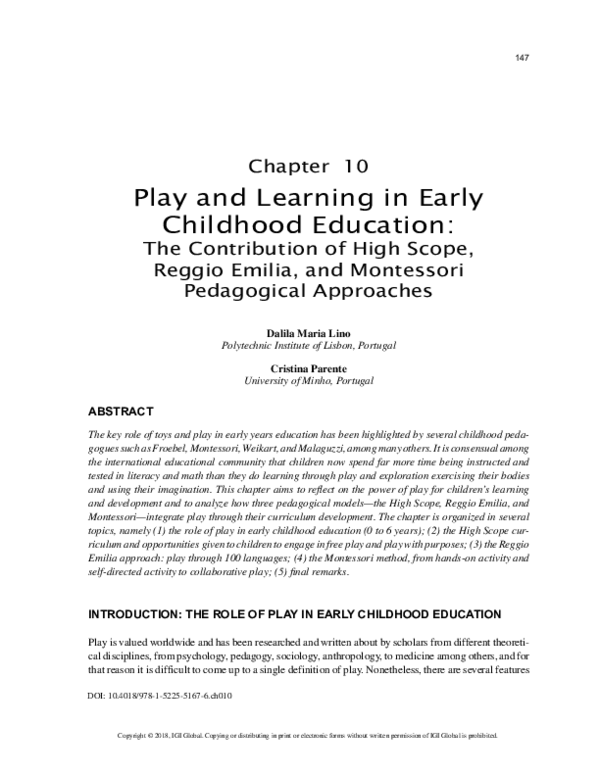 (PDF) Play and Learning in Early Childhood Education