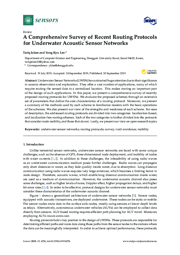 Pdf A Comprehensive Survey Of Recent Routing Protocols For Underwater