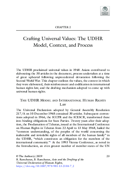 (PDF) Crafting Universal Values: The UDHR Model, Context, and Process