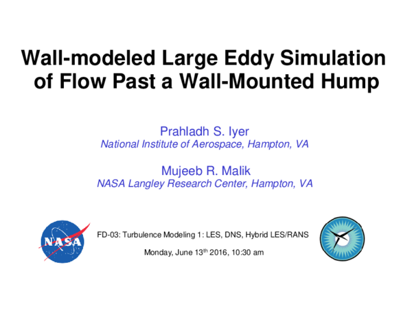 (PDF) Wall-Modeled Large Eddy Simulation of Flow Past a Wall-Mounted Hump