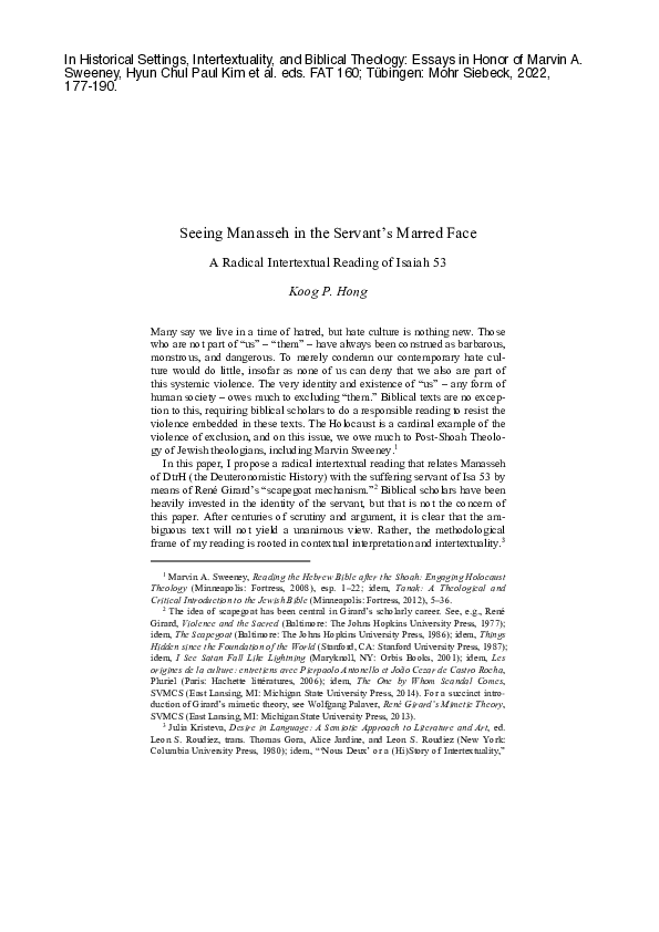 (PDF) Seeing Manasseh in the Servant's Marred Face: A Radical ...