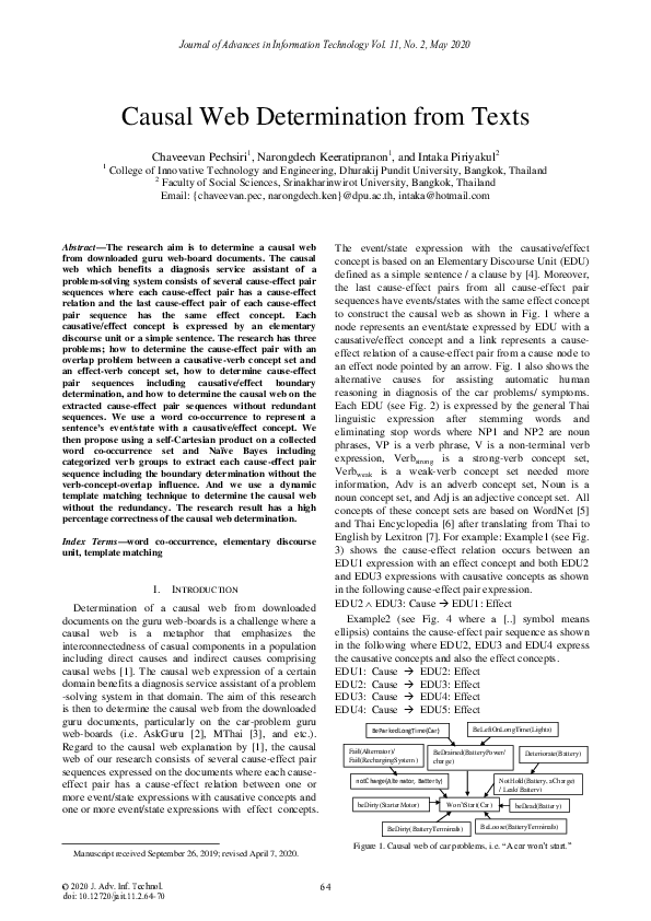 (PDF) Causal Web Determination from Texts