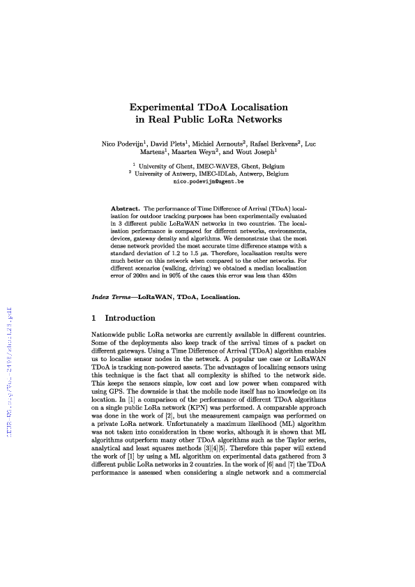 (PDF) Experimental TDoA localisation in real public LoRa networks