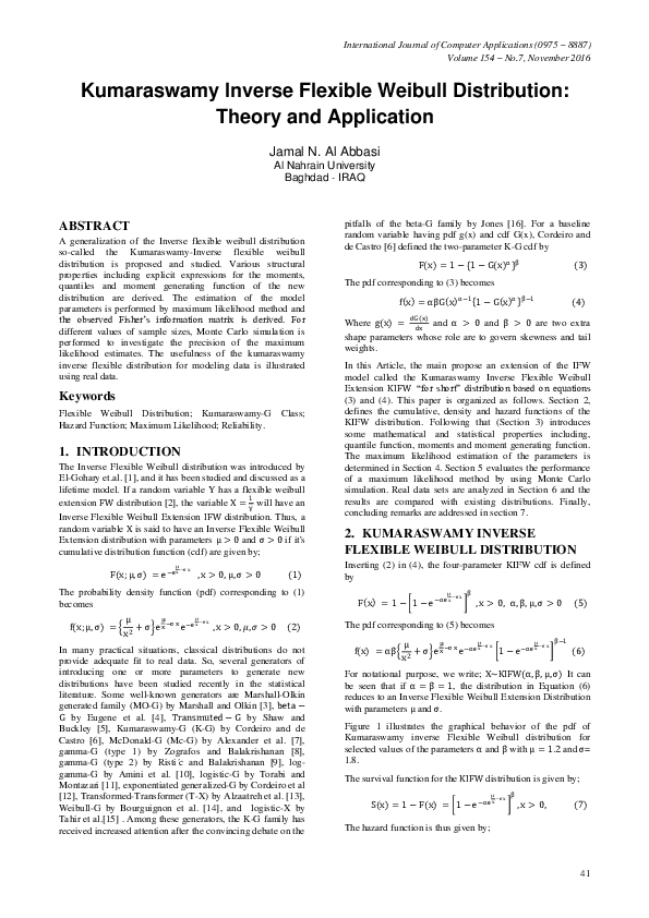 (PDF) Kumaraswamy Inverse Flexible Weibull Distribution: Theory and Application