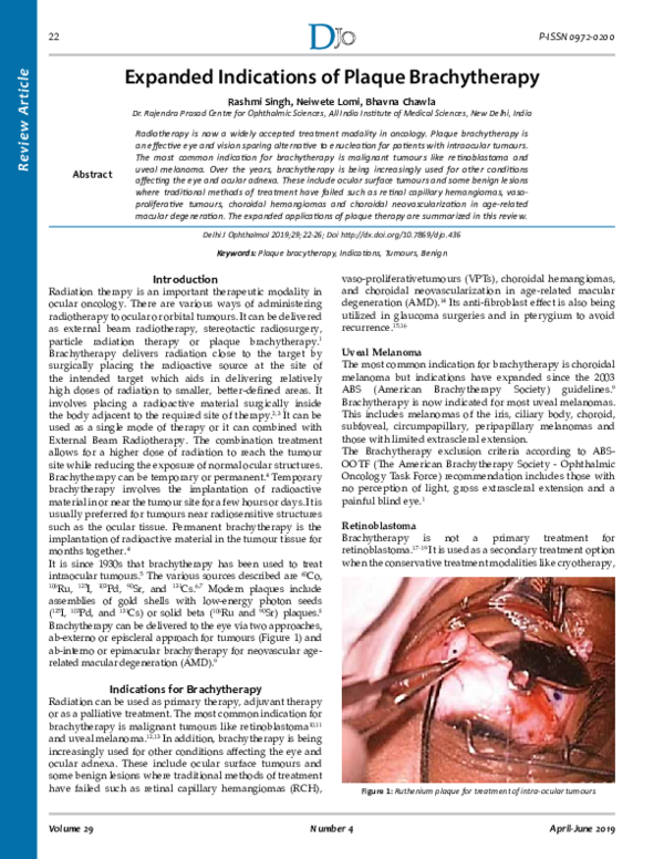 (PDF) Expanded Indications of Plaque Brachytherapy