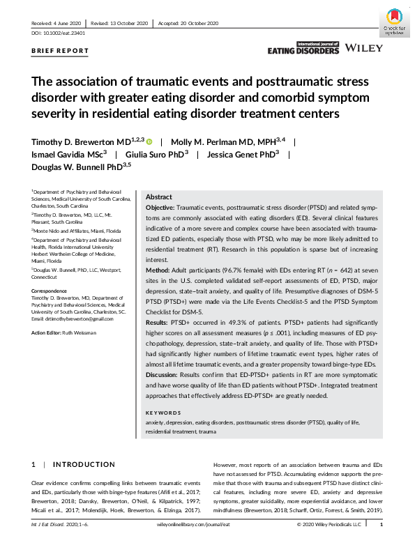 (PDF) The association of traumatic events and posttraumatic stress ...