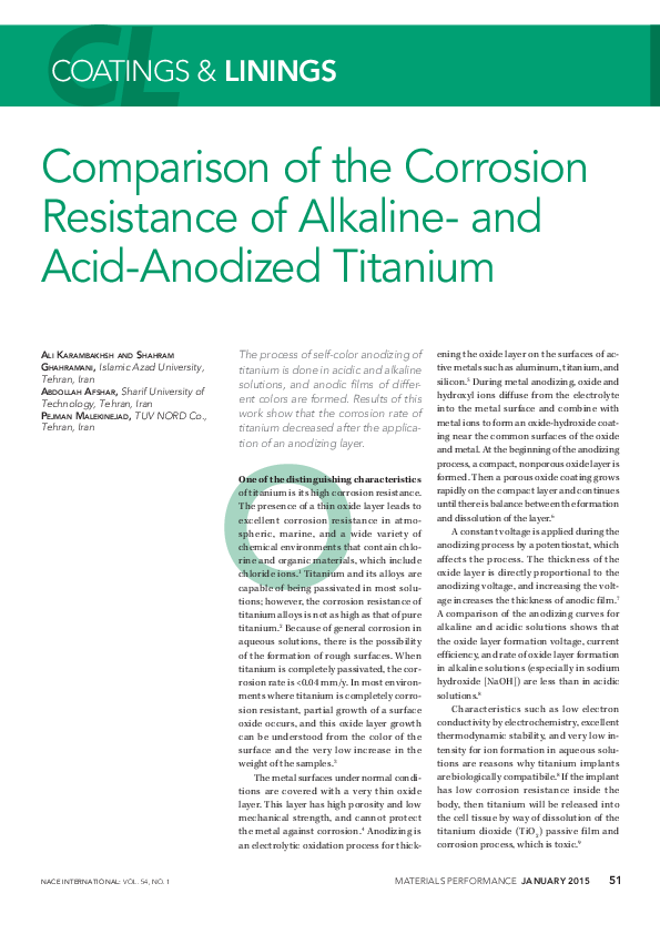 (PDF) Comparison of the Corrosion Resistance of Alkaline- and Acid ...