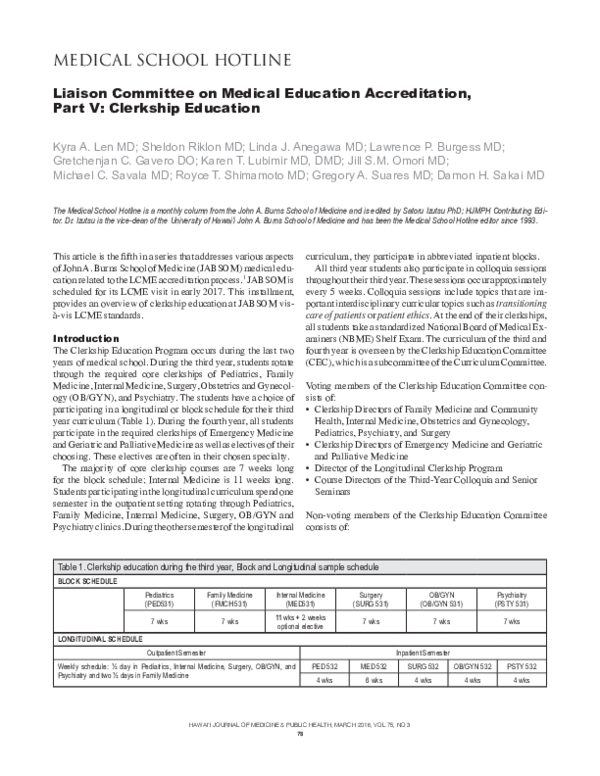 (PDF) Medical school hotline: Liaison Committee on Medical Education ...