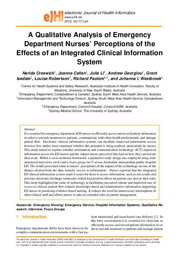 (PDF) A Qualitative Analysis of Emergency Department Nurses ...