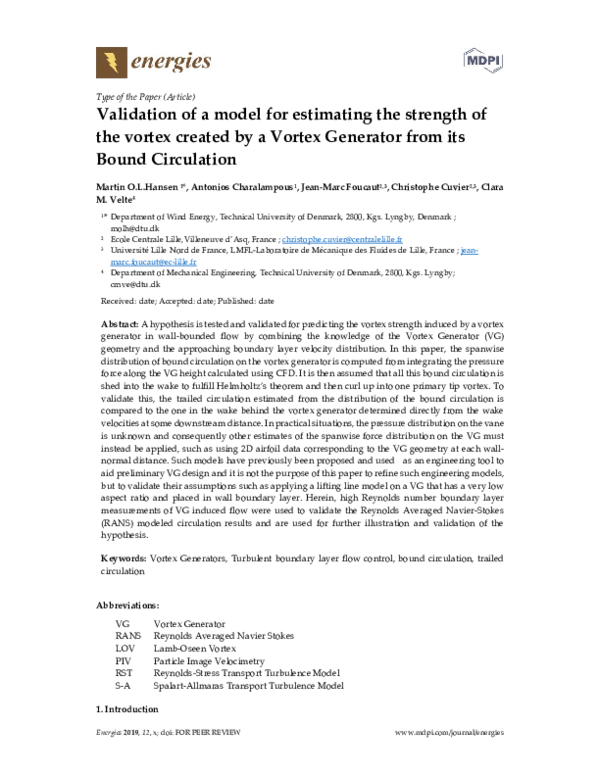 (PDF) Validation of a model for estimating the strength of the vortex created by a Vortex ...