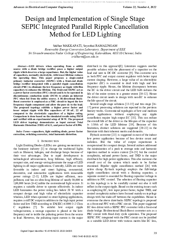 (PDF) Design and Implementation of Single Stage SEPIC Integrated ...
