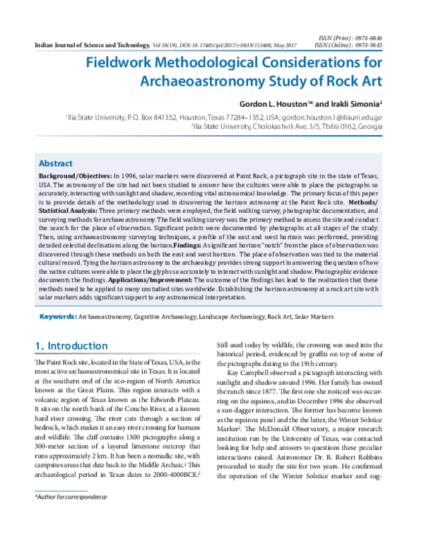 (PDF) Methodology for Studying Archaeoastronomy in Rock Art