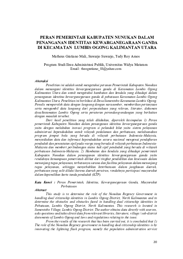 (PDF) Peran Pemerintah Kabupaten Nunukan Dalam Penanganan Identitas ...