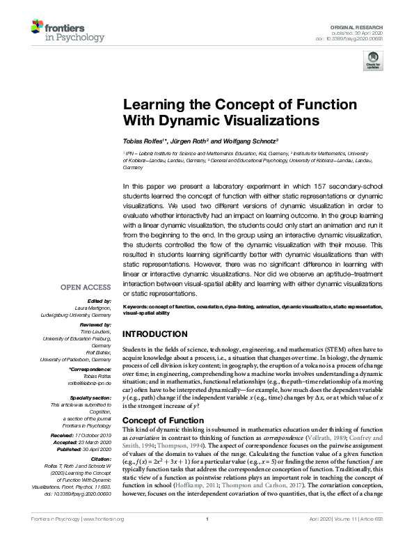 (PDF) Learning the Concept of Function With Dynamic Visualizations