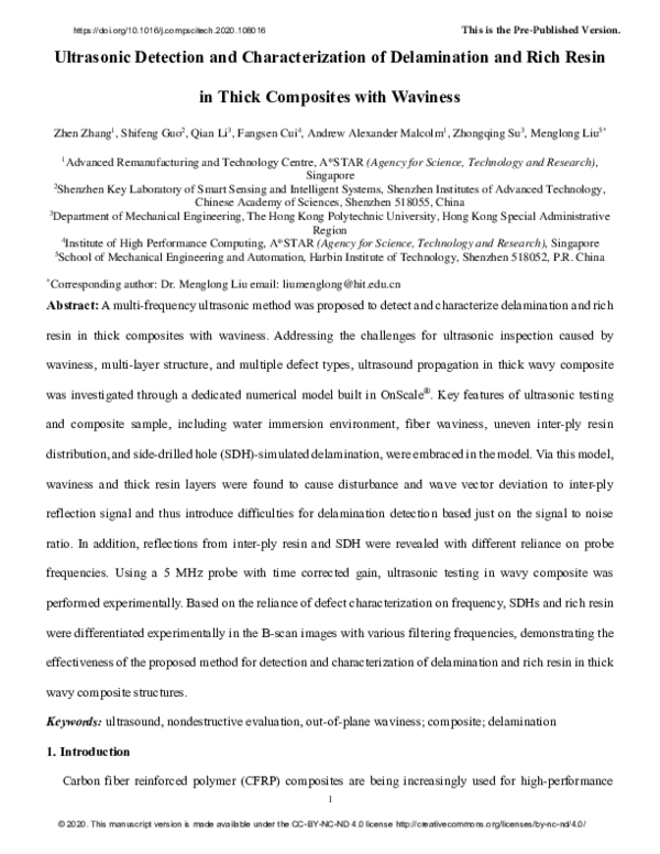 (PDF) Ultrasonic detection and characterization of delamination and ...