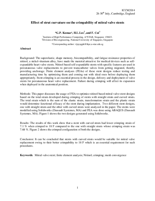 (PDF) Invited: Effect of strut curvature on the crimpability of mitral ...