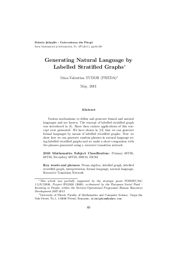 (PDF) Generating Natural Language by Labelled Stratified Graphs