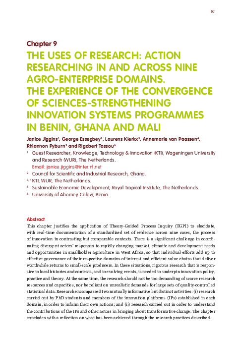(PDF) The uses of research: action researching in and across nine agro ...