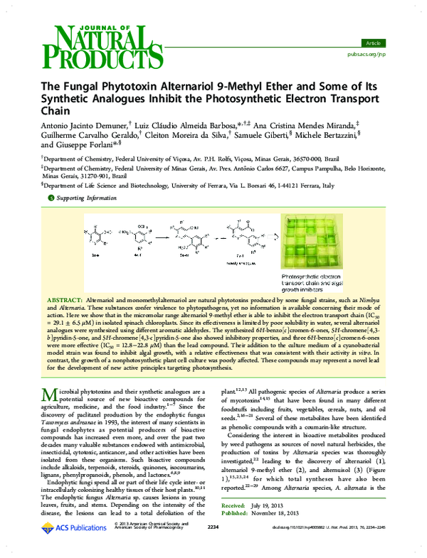 (PDF) The Fungal Phytotoxin Alternariol 9-Methyl Ether and Some of Its ...
