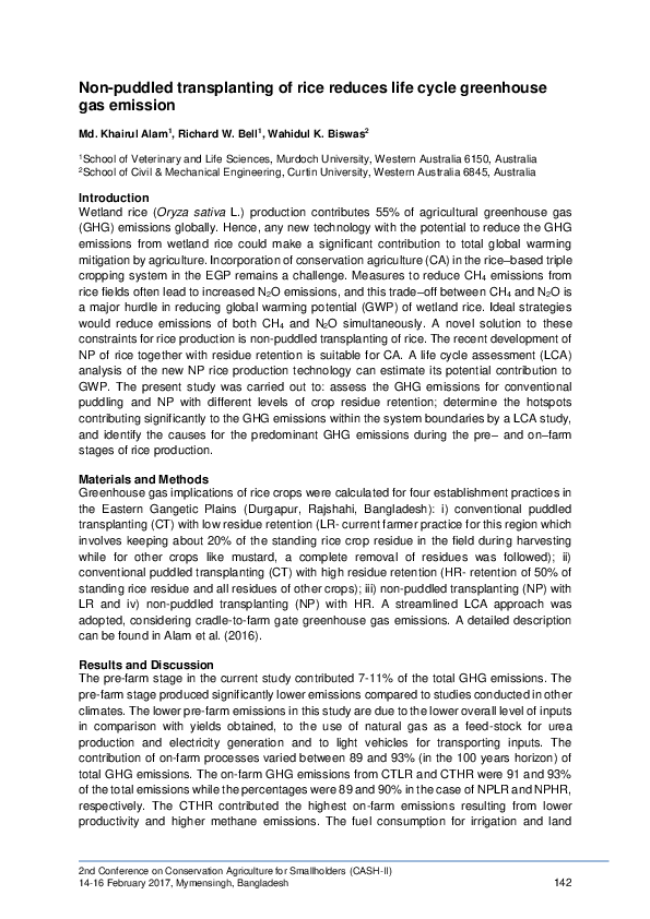 (PDF) Non-puddled transplanting of rice reduces life cycle greenhouse ...