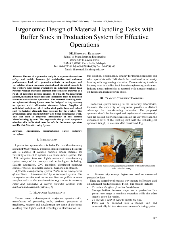 (PDF) Ergonomic design of material handling tasks with buffer stock in production system for ...