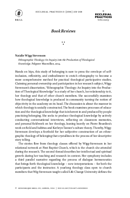 (PDF) Ethnographic Theology: An Inquiry into the Production of ...