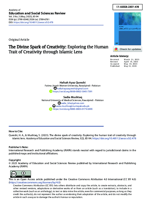 (PDF) The Divine Spark of Creativity: Exploring the Human Trait of ...