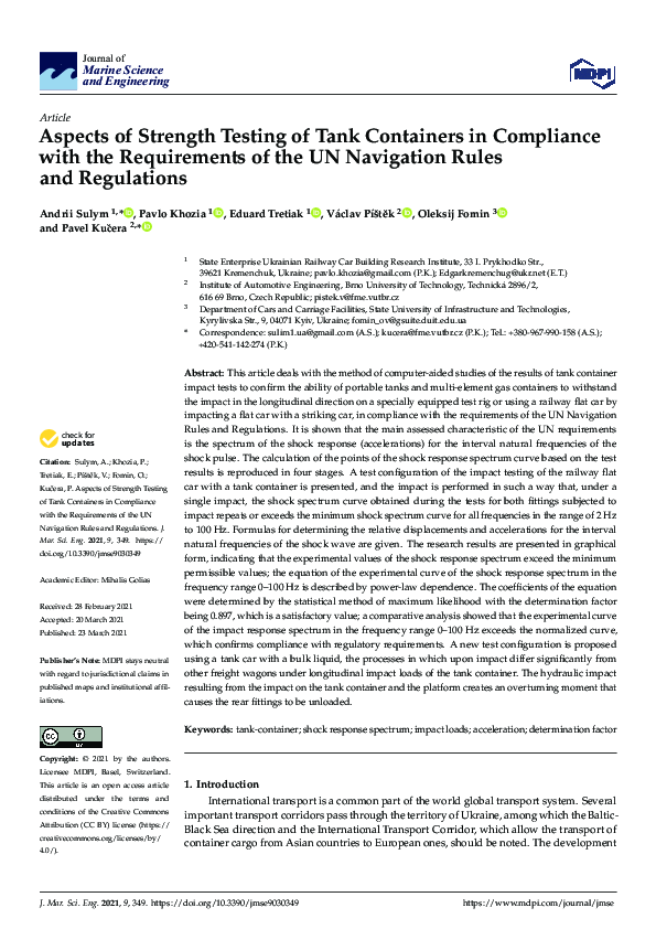 (PDF) Aspects of Strength Testing of Tank Containers in Compliance with ...