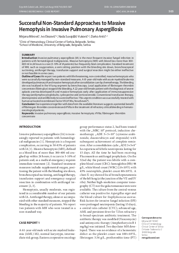 (PDF) Successful non-standard approaches to massive hemoptysis in ...