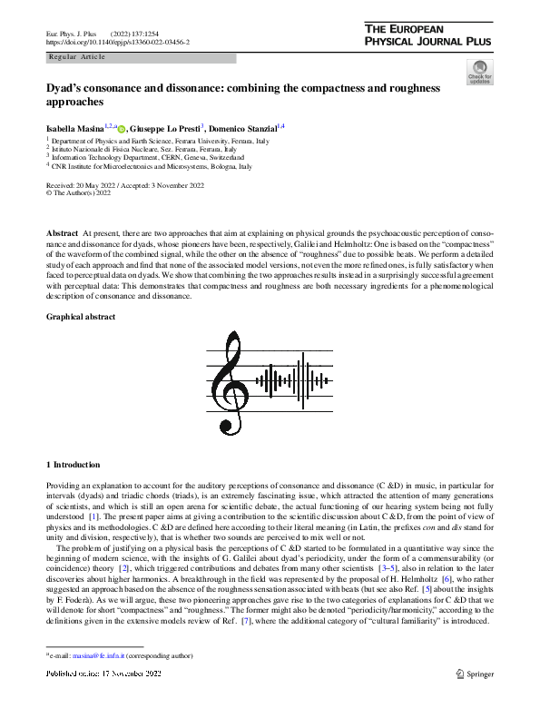 (PDF) Dyad’s consonance and dissonance: combining the compactness and roughness approaches ...