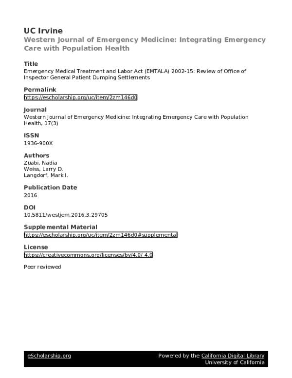 (PDF) Emergency Medical Treatment and Labor Act (EMTALA) 2002-15 ...