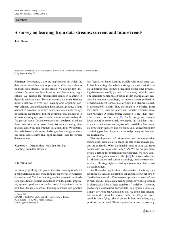 (PDF) A survey on learning from data streams: current and future trends