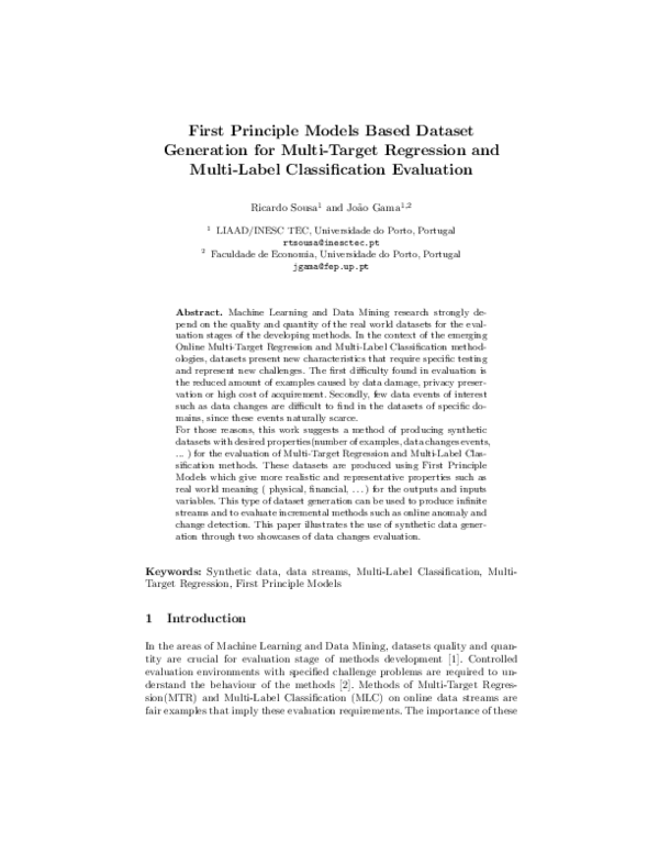 (PDF) First Principle Models Based Dataset Generation for Multi-Target Regression and Multi ...