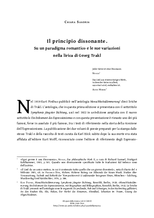 (PDF) Il principio dissonante. Su un paradigma romantico e le sue ...