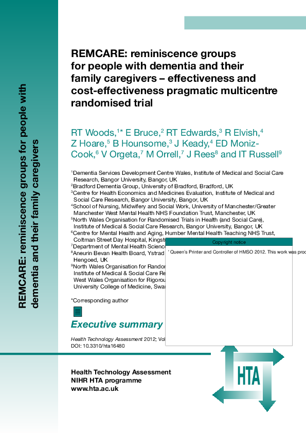 (PDF) REMCARE: Reminiscence groups for people with dementia and their ...